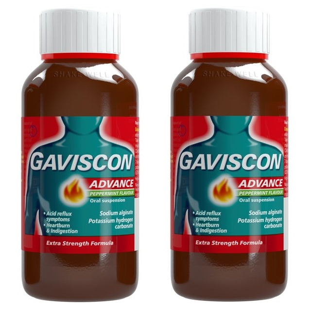 Gaviscon Advance Peppermint Flavour Oral Suspension, 300ml Twin Pack ...